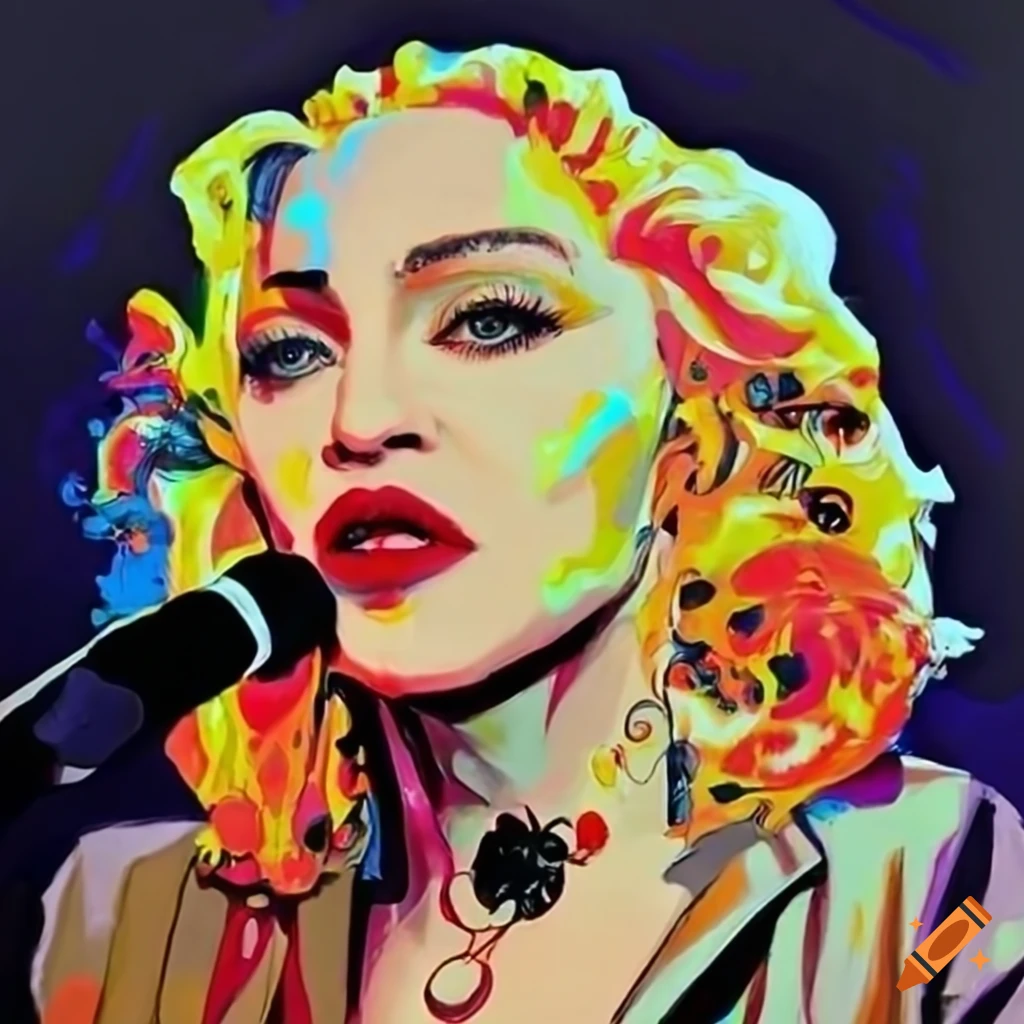 Singer madonna portrait in leroy nieman style on Craiyon