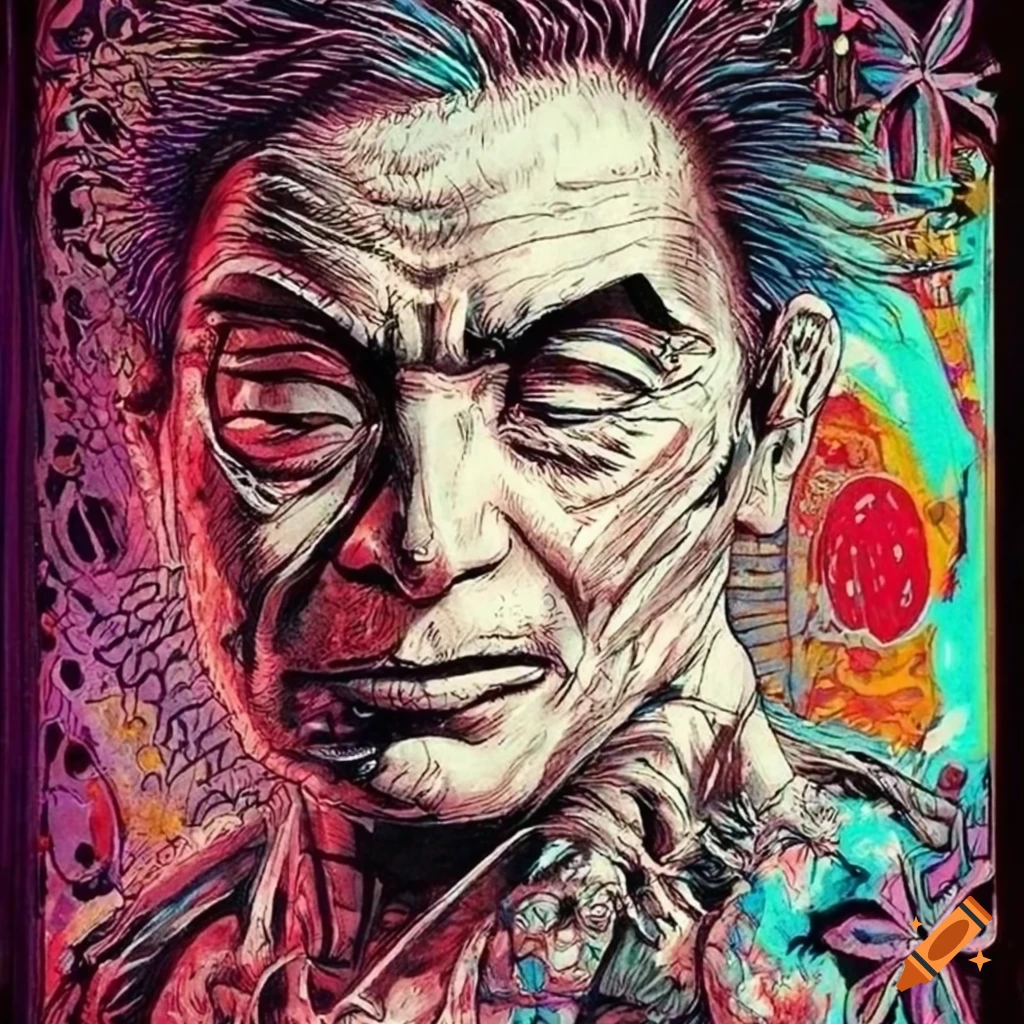 Lsd graphic novel zatoichi stunning vintage travel poster on Craiyon