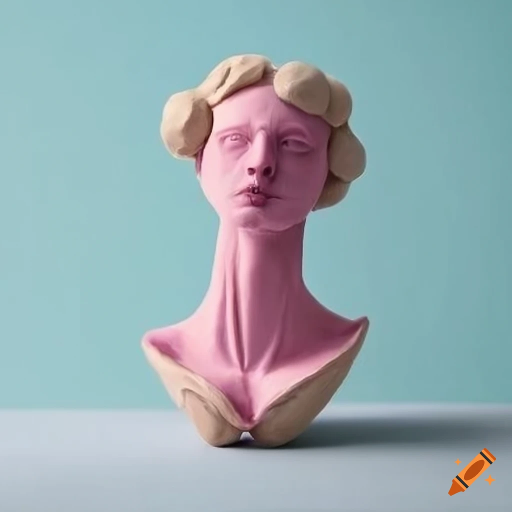 Clay surreal statue in pastel colors on Craiyon