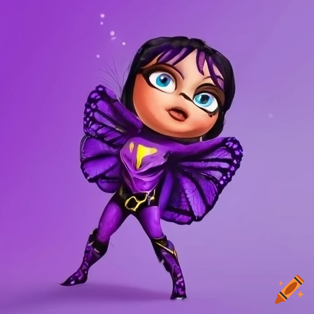 Purple superhero butterfly on Craiyon