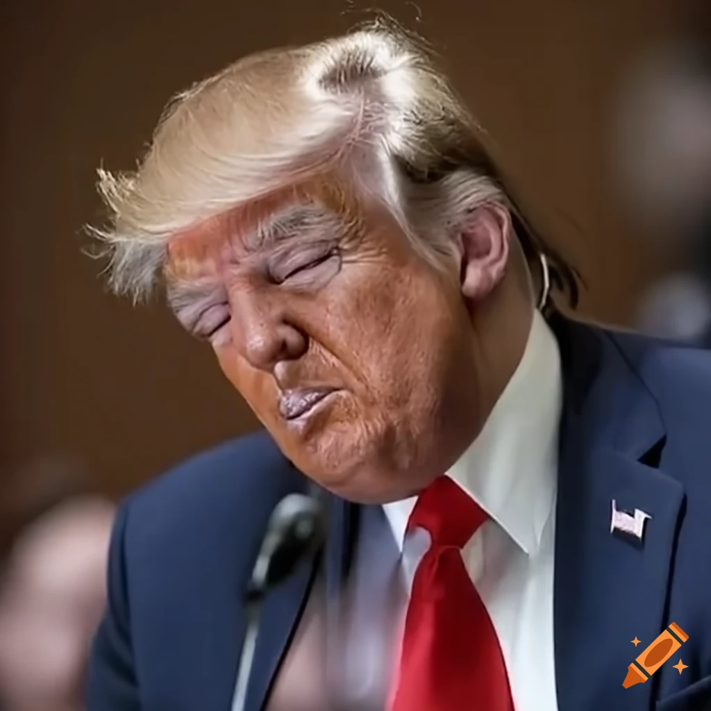 Donald trump with bags under his eyes and messy hair slumped over ...