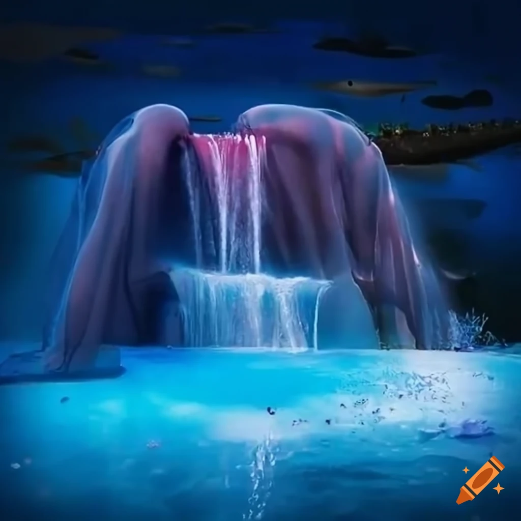 Romantic pool with heart-shaped rafts, floating rose petals, and cupid ...