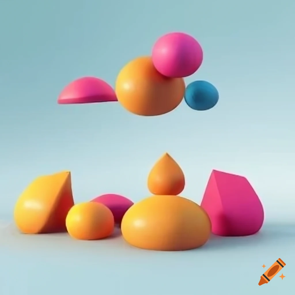 3d floating shapes design on Craiyon