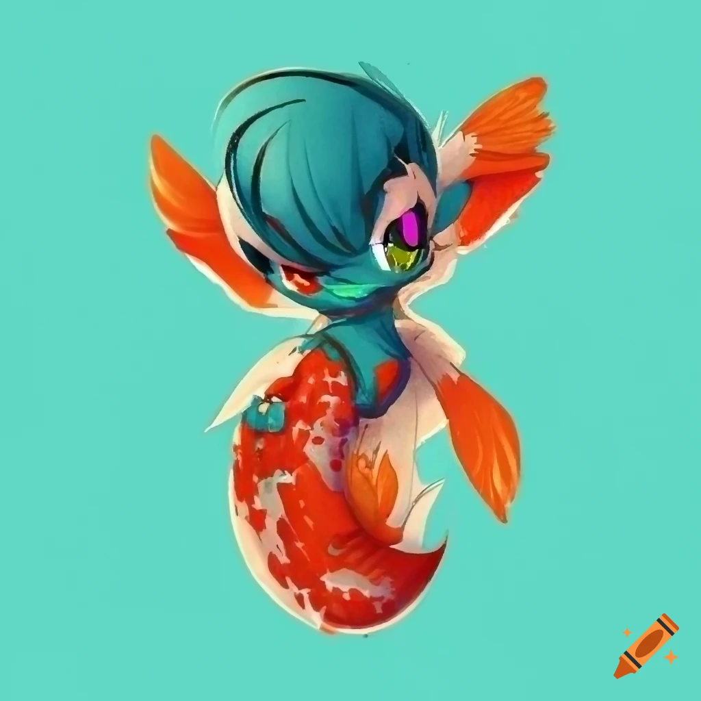 Chibi anthro animal furry punk boy with a koi fish on Craiyon