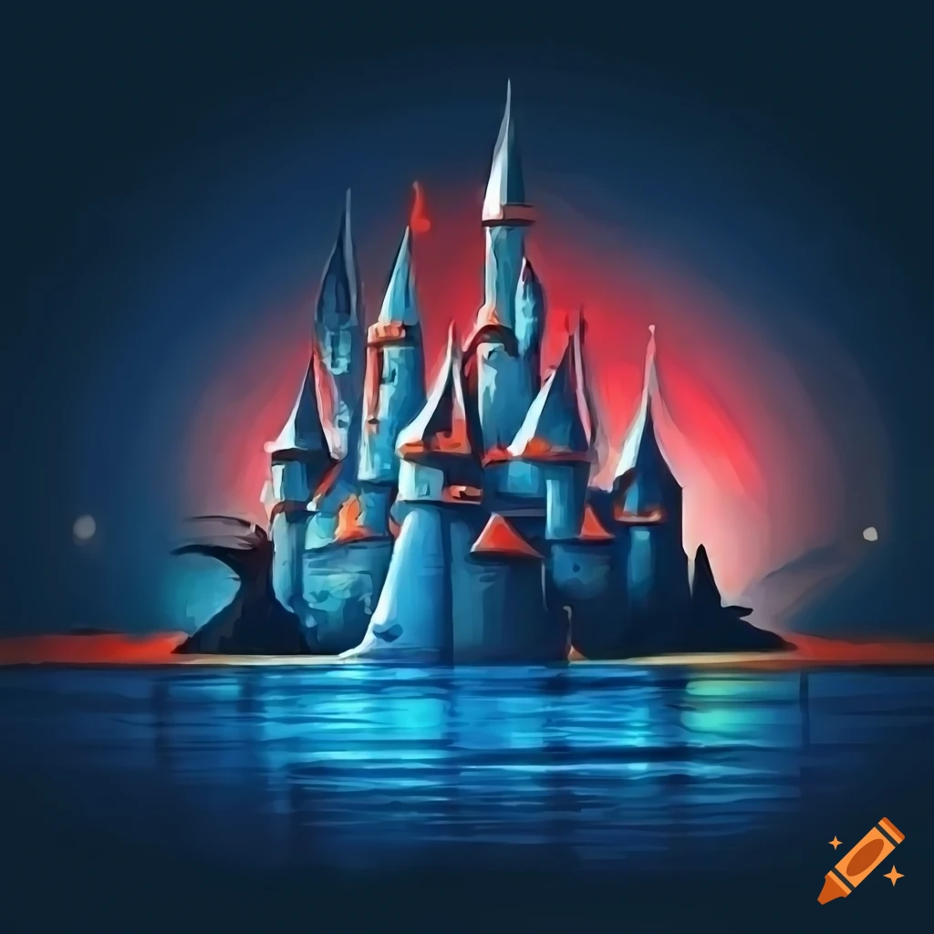 Super cool castle wallpaper in cartoon style with oil paint effect in ...