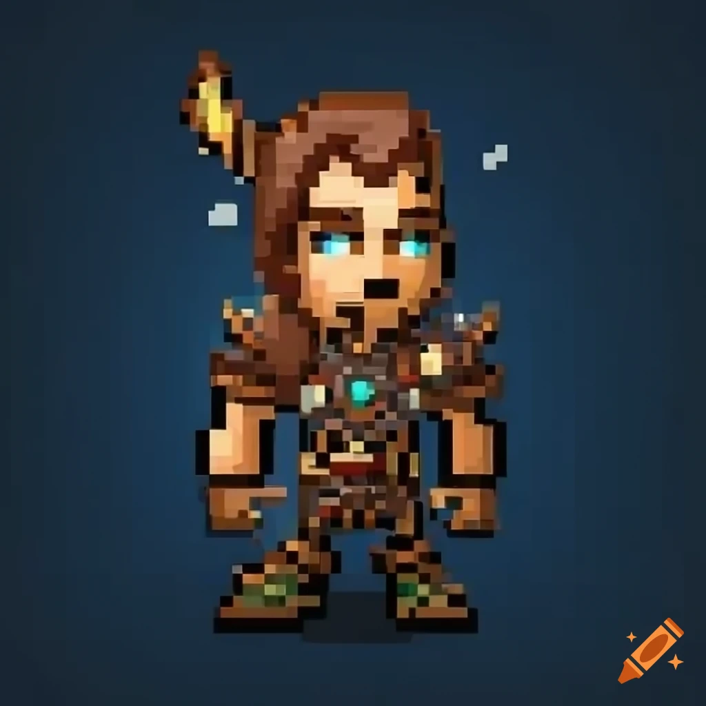 Pixel character inspired by world of warcraft in a 360 view on Craiyon