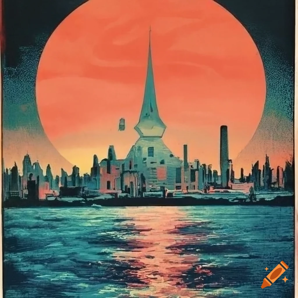 Vintage travel poster inspired by lsd graphic novel zatoichi on Craiyon