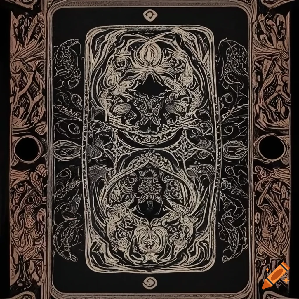Ornamental black tarot card back side design on Craiyon