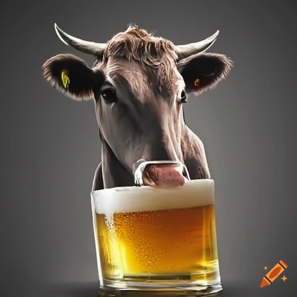 Cow enjoying a drink on Craiyon