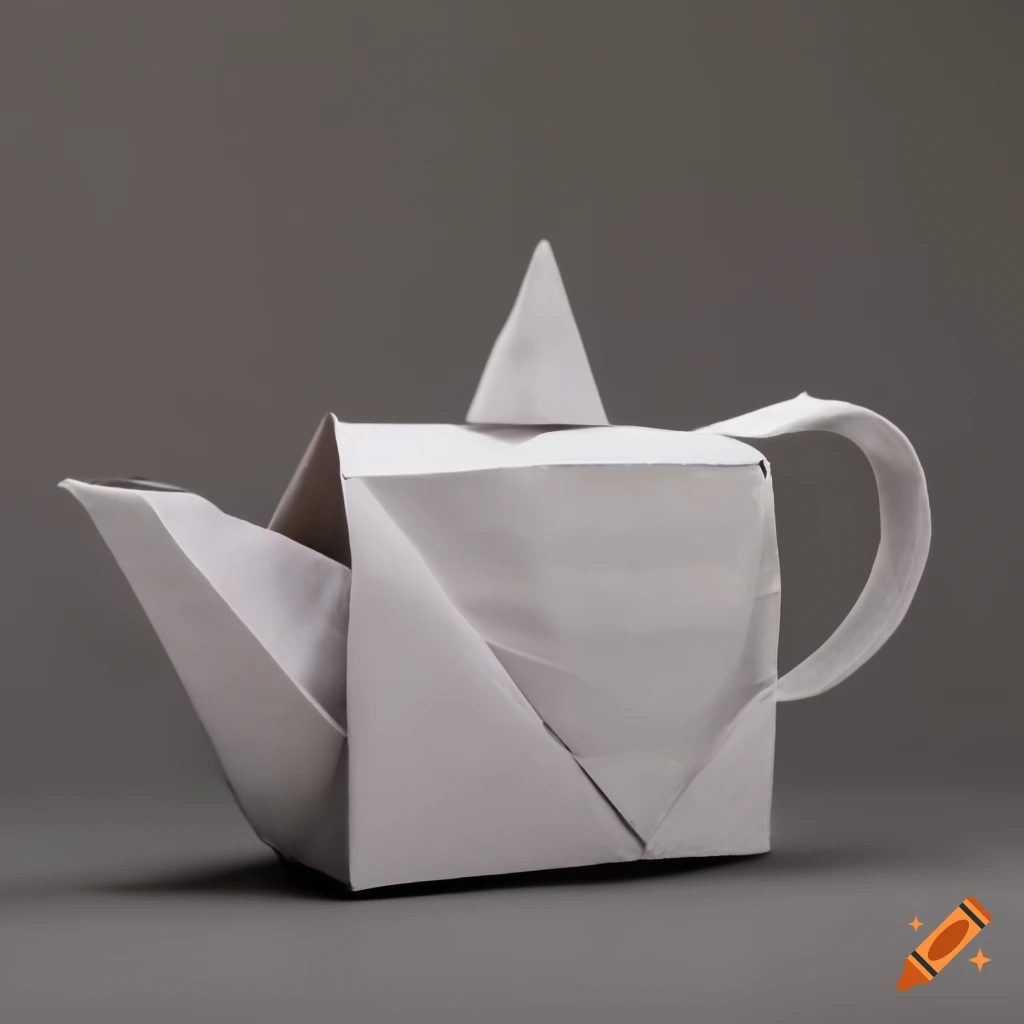 Origami paper teapot product photo on Craiyon