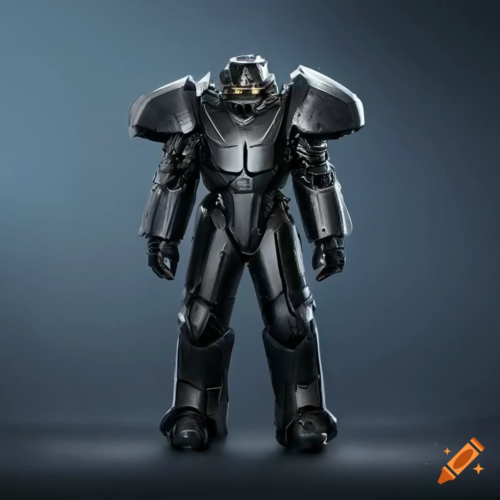 Powerful obsidian crystal power armor with jet pack turbines on Craiyon