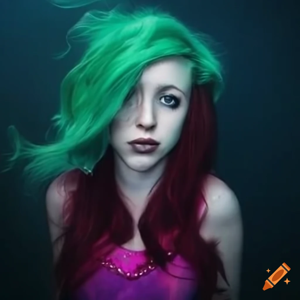 Ariel dressed in emo style in a real-life depiction on Craiyon