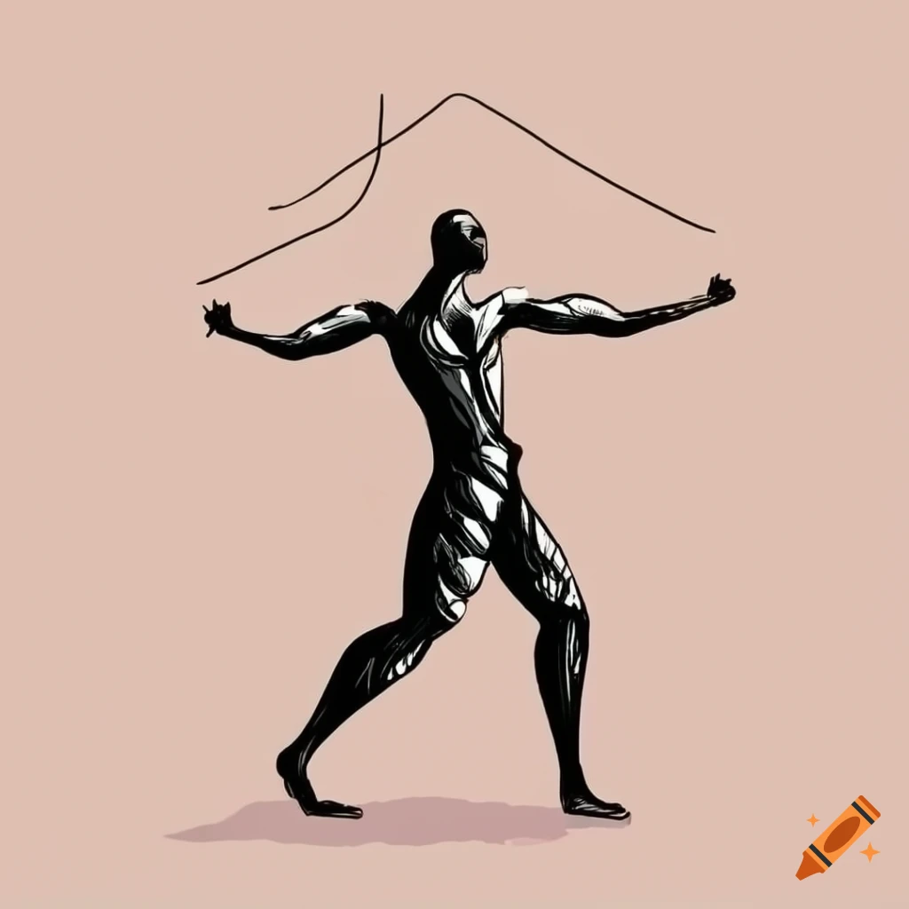 Minimalistic strong metal human arm drawing on Craiyon