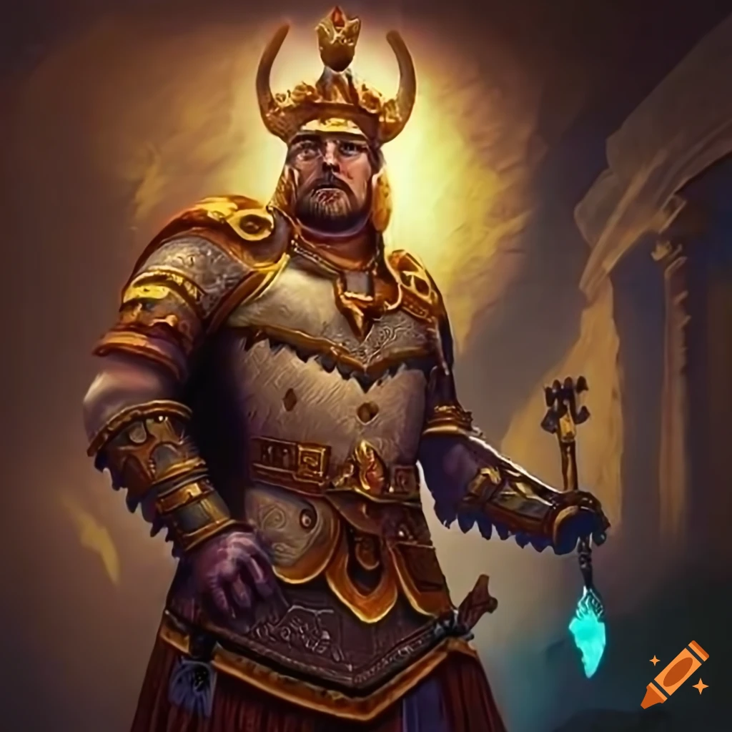 Alden standing before ancient ruins with a glowing artifact in a ...