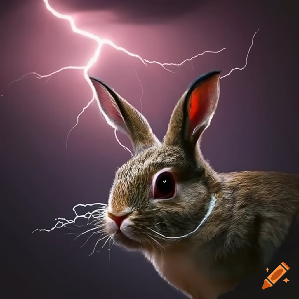 Rabbit shooting lightning on Craiyon