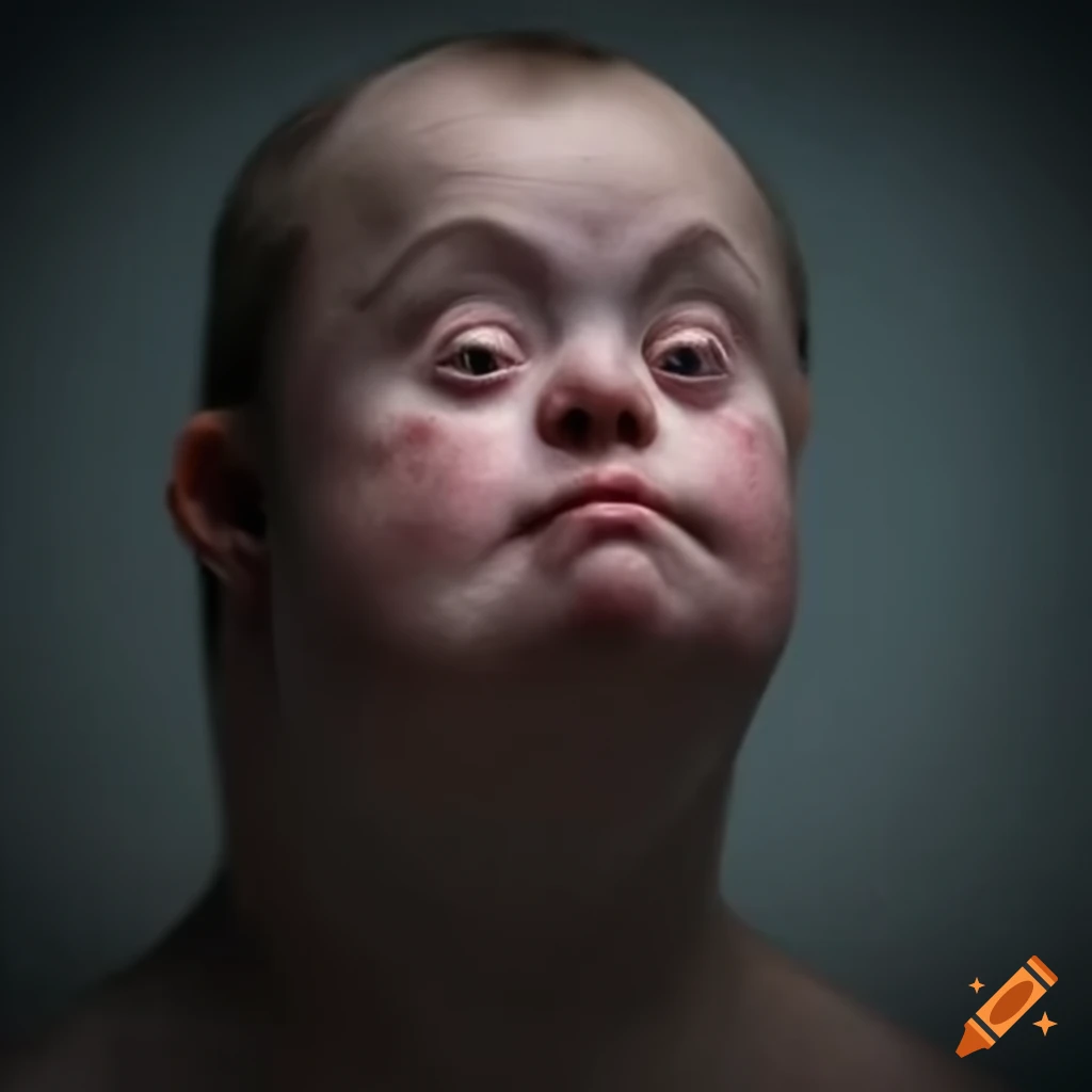Realistic portrait of a man with Down Syndrome on Craiyon