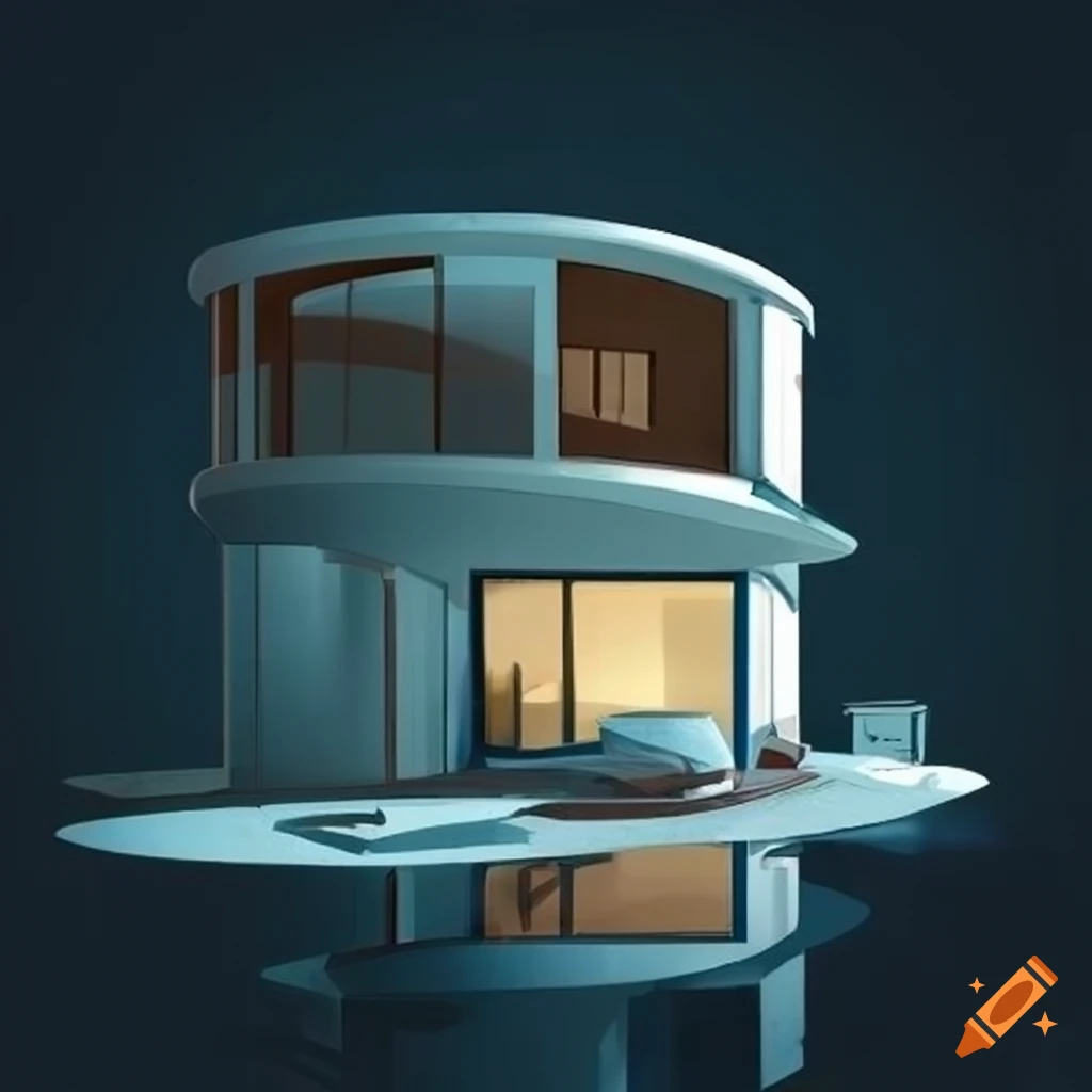 Streamlined style house architectural concept art on Craiyon