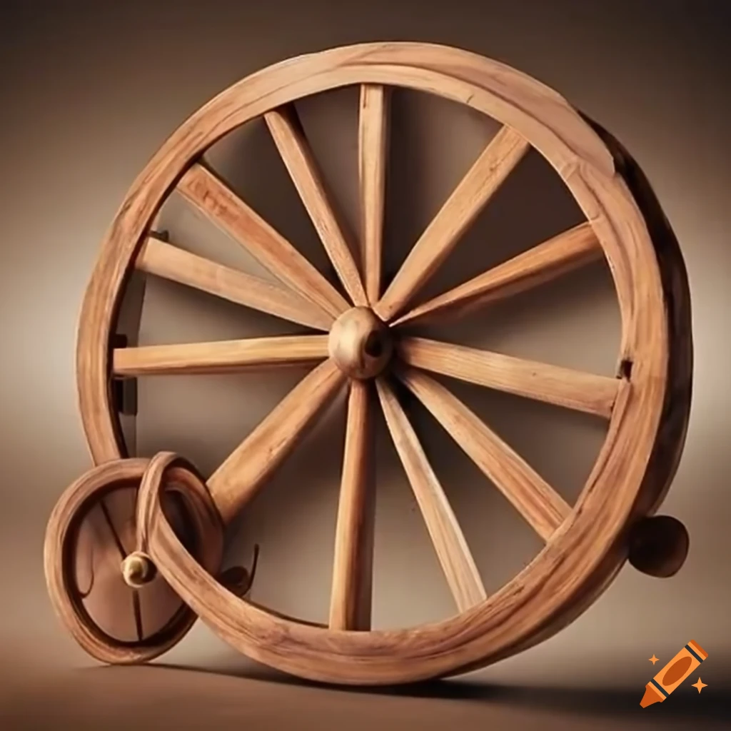 Wooden cart wheel on Craiyon