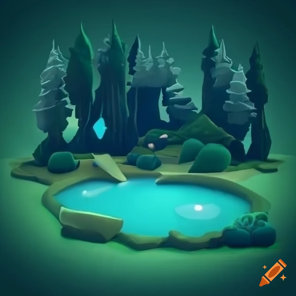 Stylized water spring forest on Craiyon