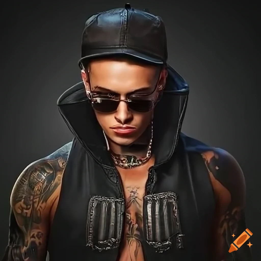 Outfit for muscular singer with leather waistcoat and denim jeans on ...