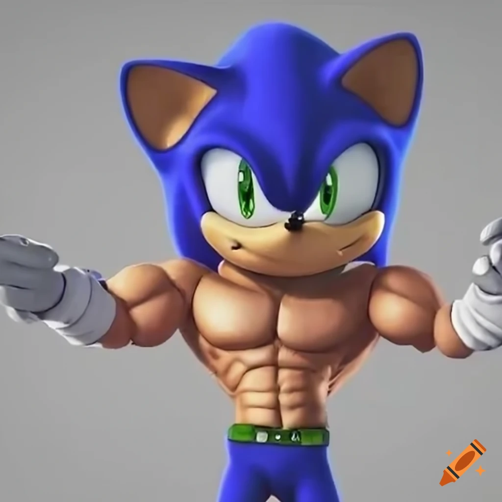 Sonic the hedgehog as a bodybuilder on Craiyon