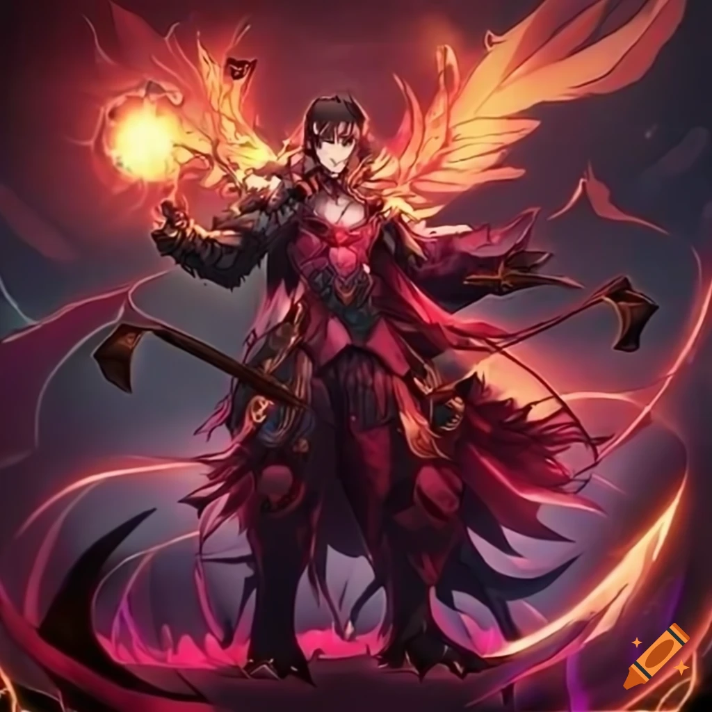 Anime soldier commander with crystals in a magical portal setting on ...