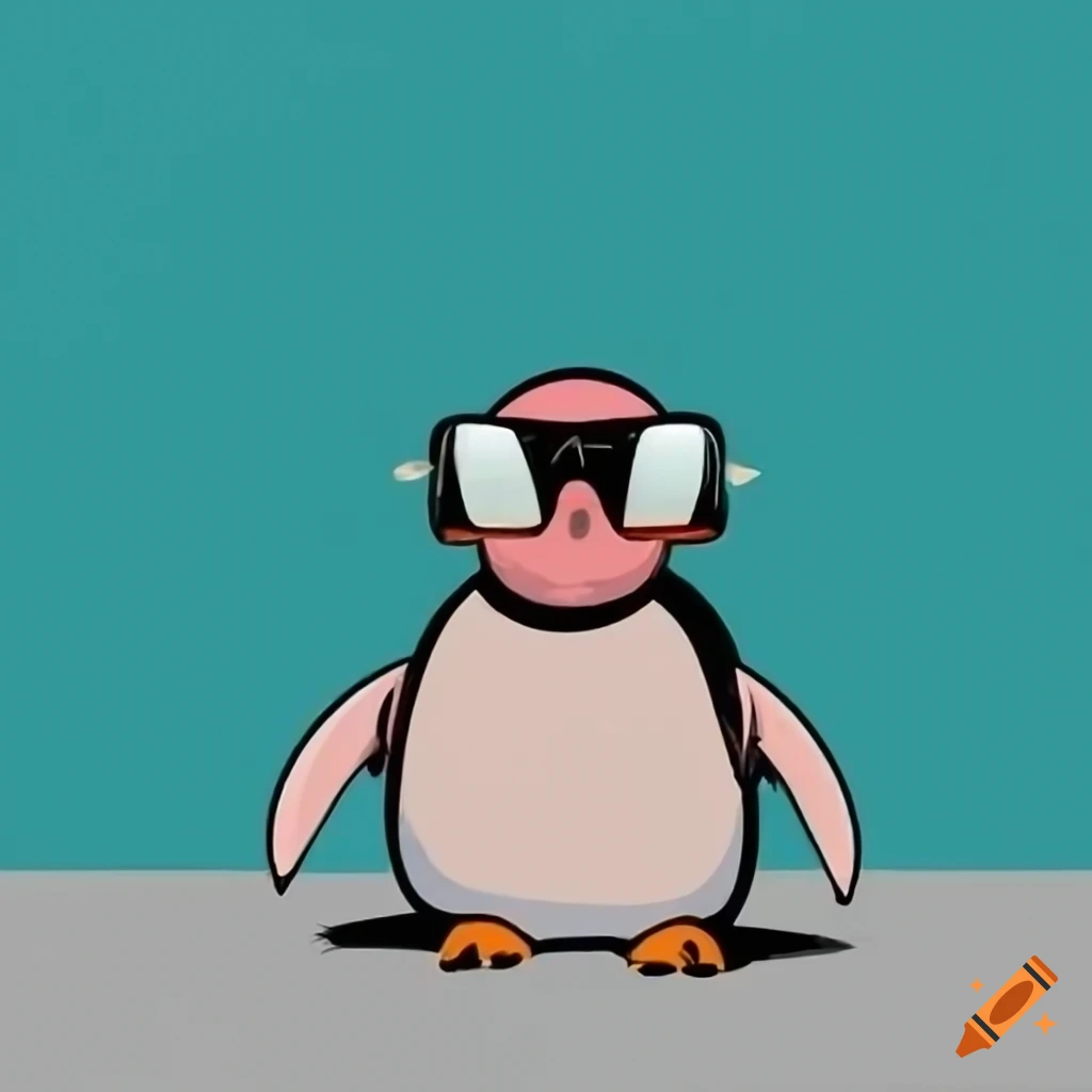 Cool penguin with sunglasses relaxing by an air conditioner on Craiyon