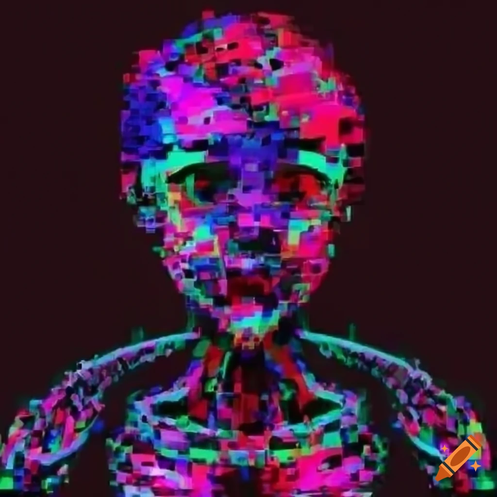 Glitch person full body view on Craiyon