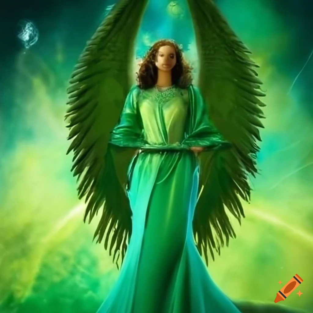 Green angels with halos on Craiyon