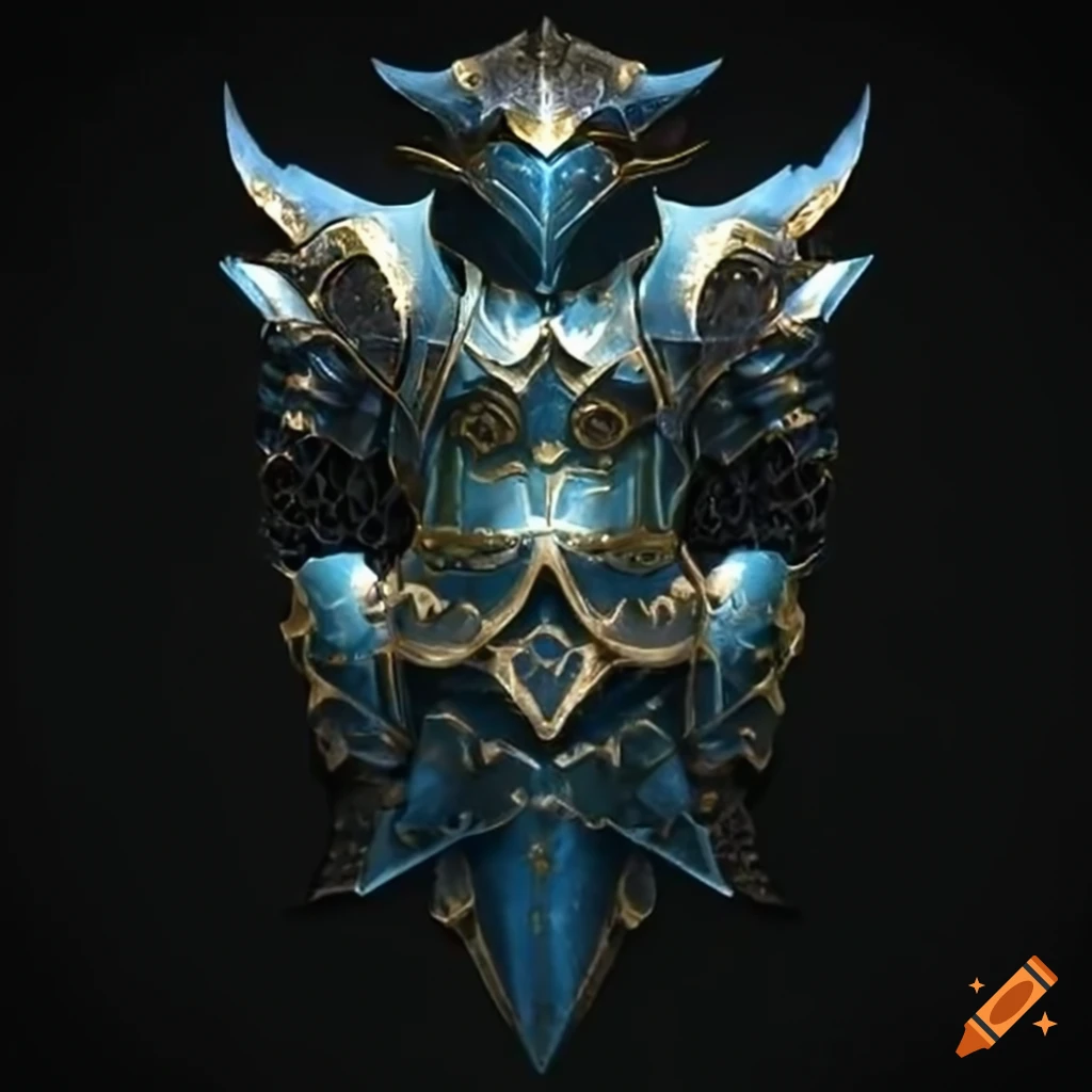 Front view of adorned magic armor on Craiyon