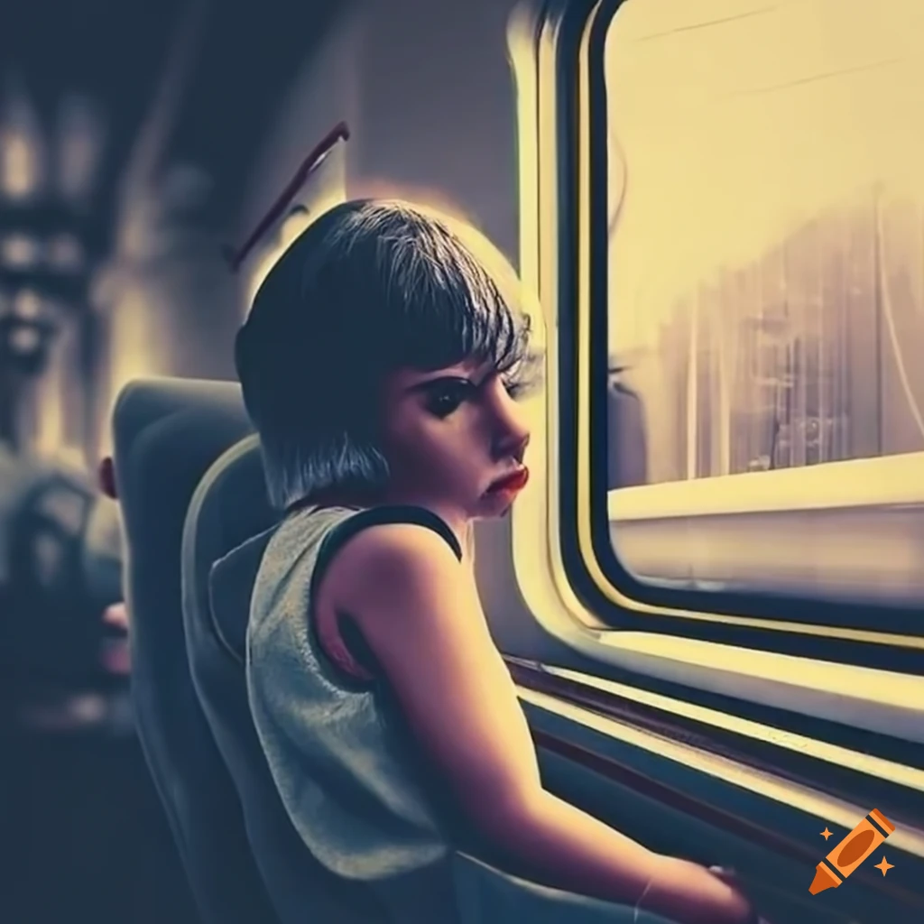 Sad person in a train on Craiyon