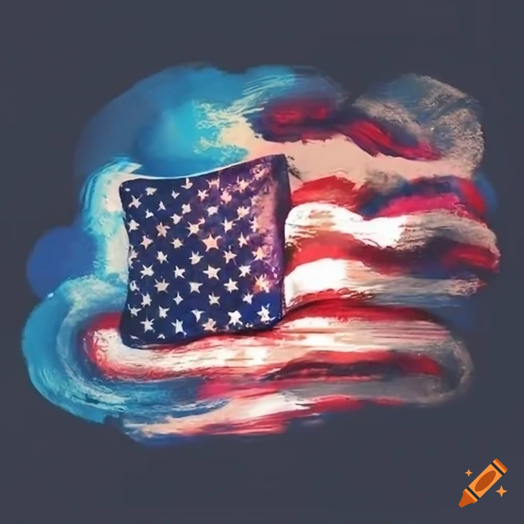 American flag cloud shaped like the united states on Craiyon