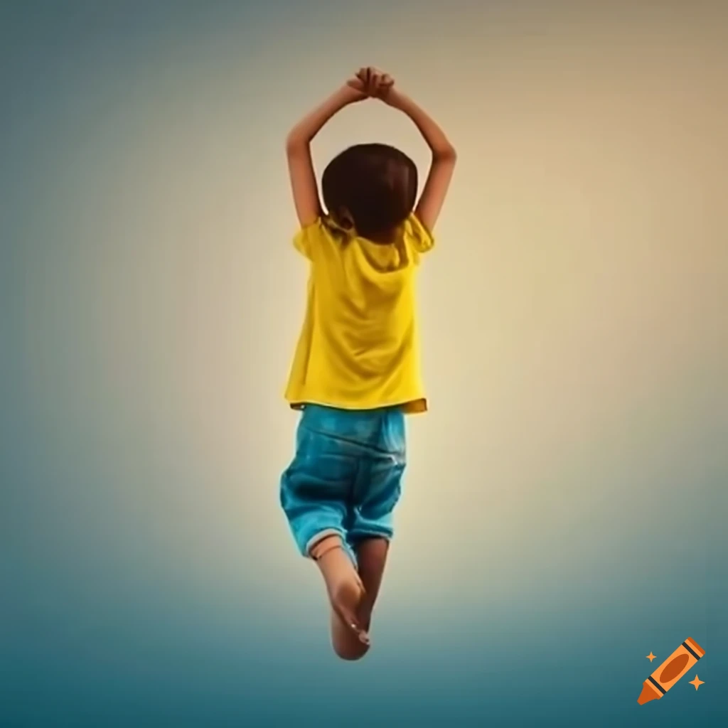 Kid running with hands on top of head on Craiyon