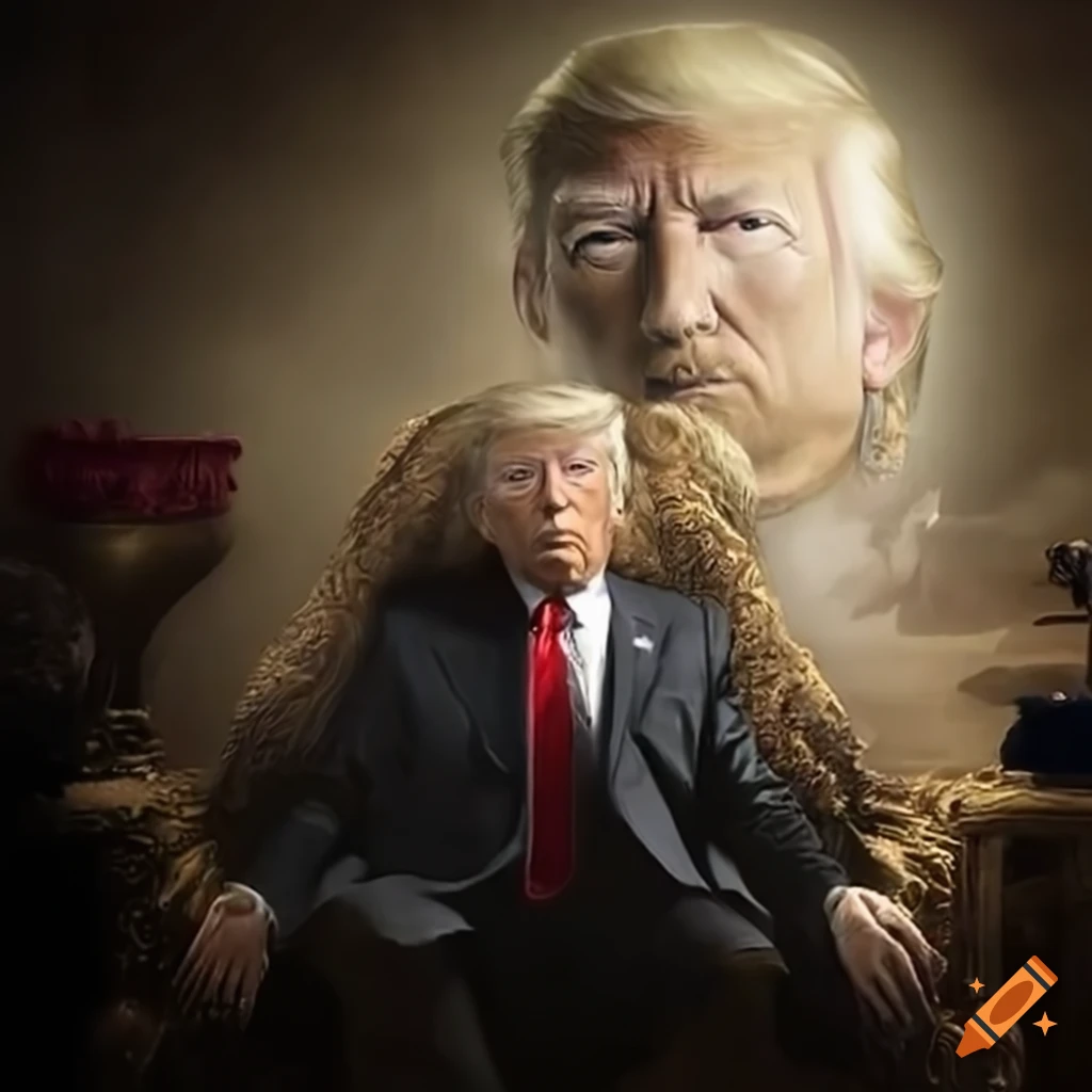 Donald Trump exploring surreal fantasy environments on Craiyon