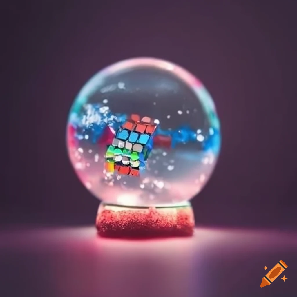 Rubik's cube inside a snow globe on Craiyon