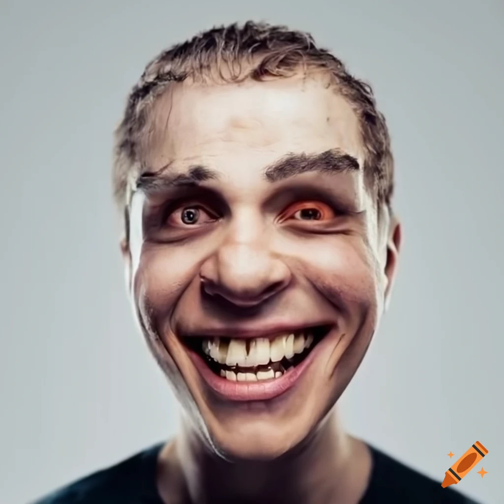 Man with a unique smile against light gray background on Craiyon