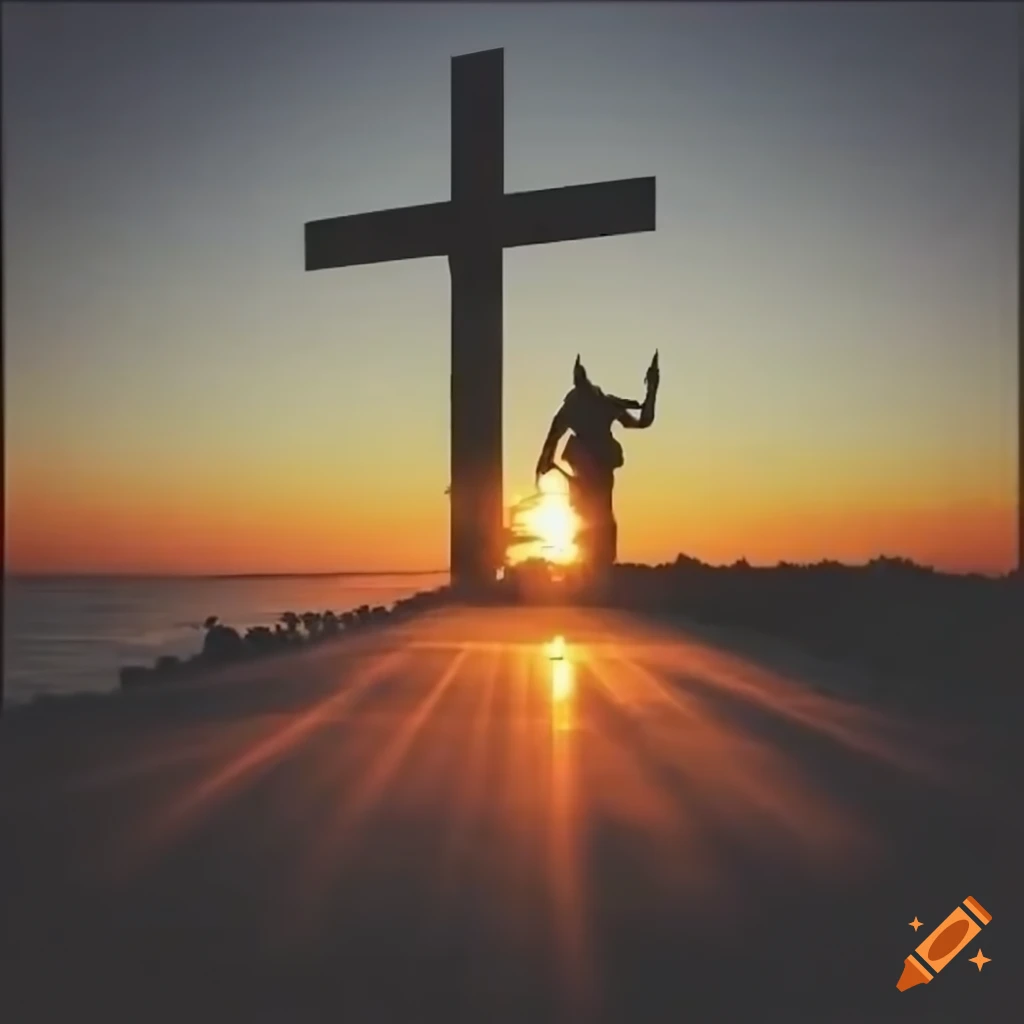 Sunrise with a cross and the word 'victory' on Craiyon