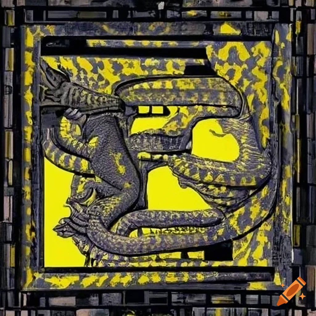 Futuristic colombian favela lizards cuboid industrial acid house themed ...