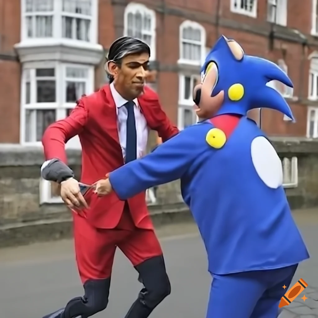 Rishi Sunak as Mario battling Keir Starmer as Sonic in a political ...