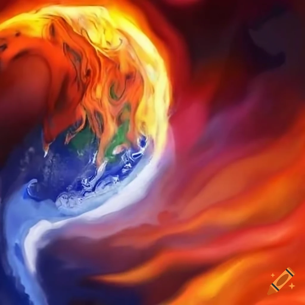 Earth, water, and fire elements in a musical setting on Craiyon