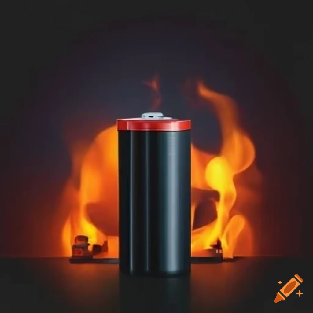 Burning battery cell factory on Craiyon