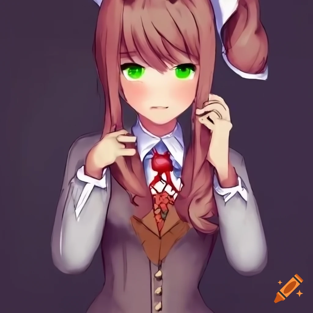 Ddlc monika in fnaf pizzeria on Craiyon