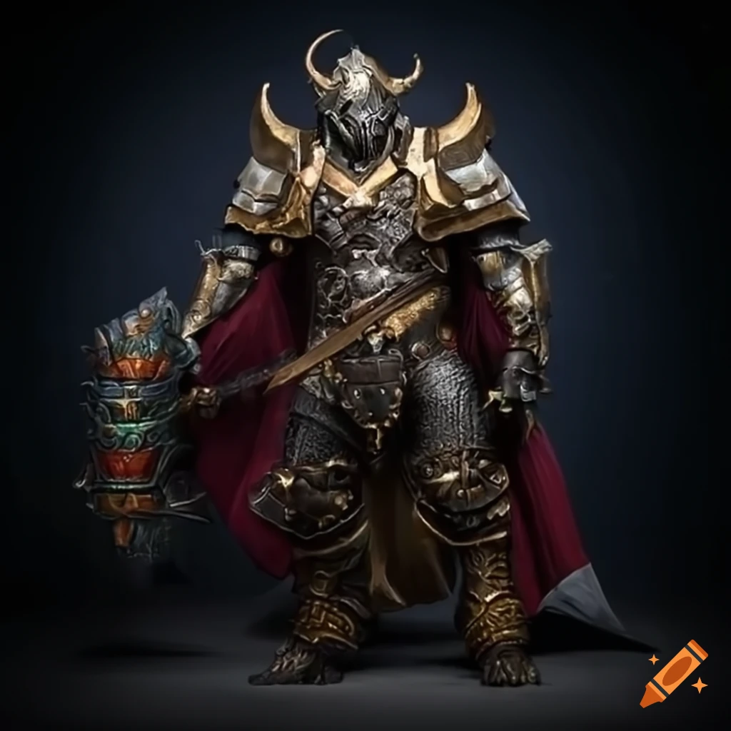 Tor the god of hammers - Draconian paladin with a war hammer on Craiyon