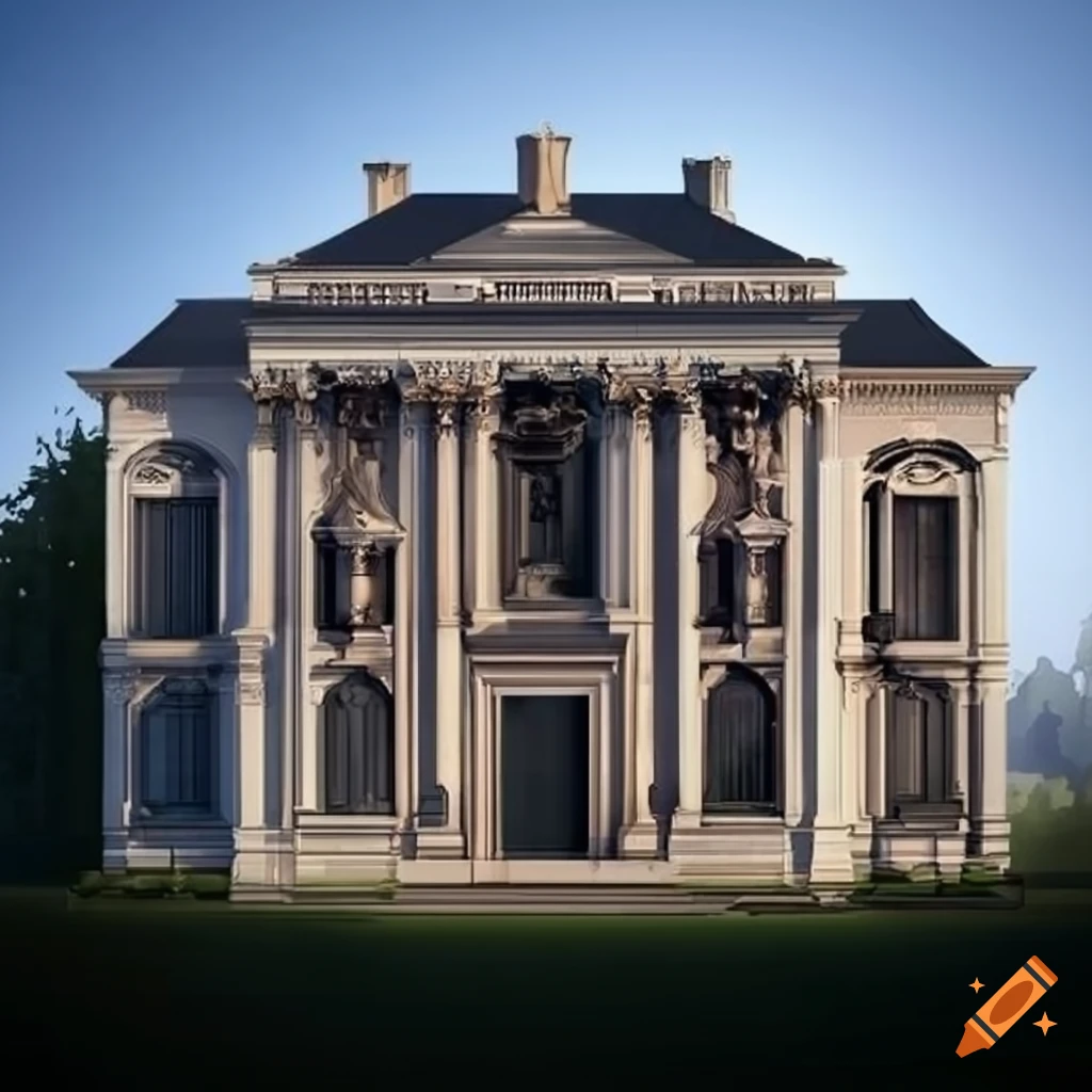 Neoclassical style house in architectural concept art on Craiyon