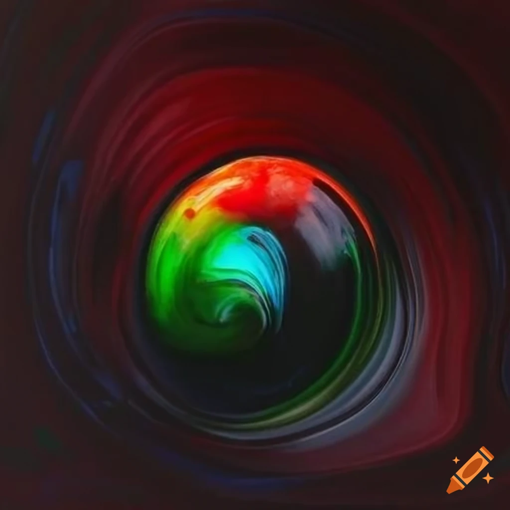 Abstract acrylic painting with color spheres and tube rectangles on Craiyon