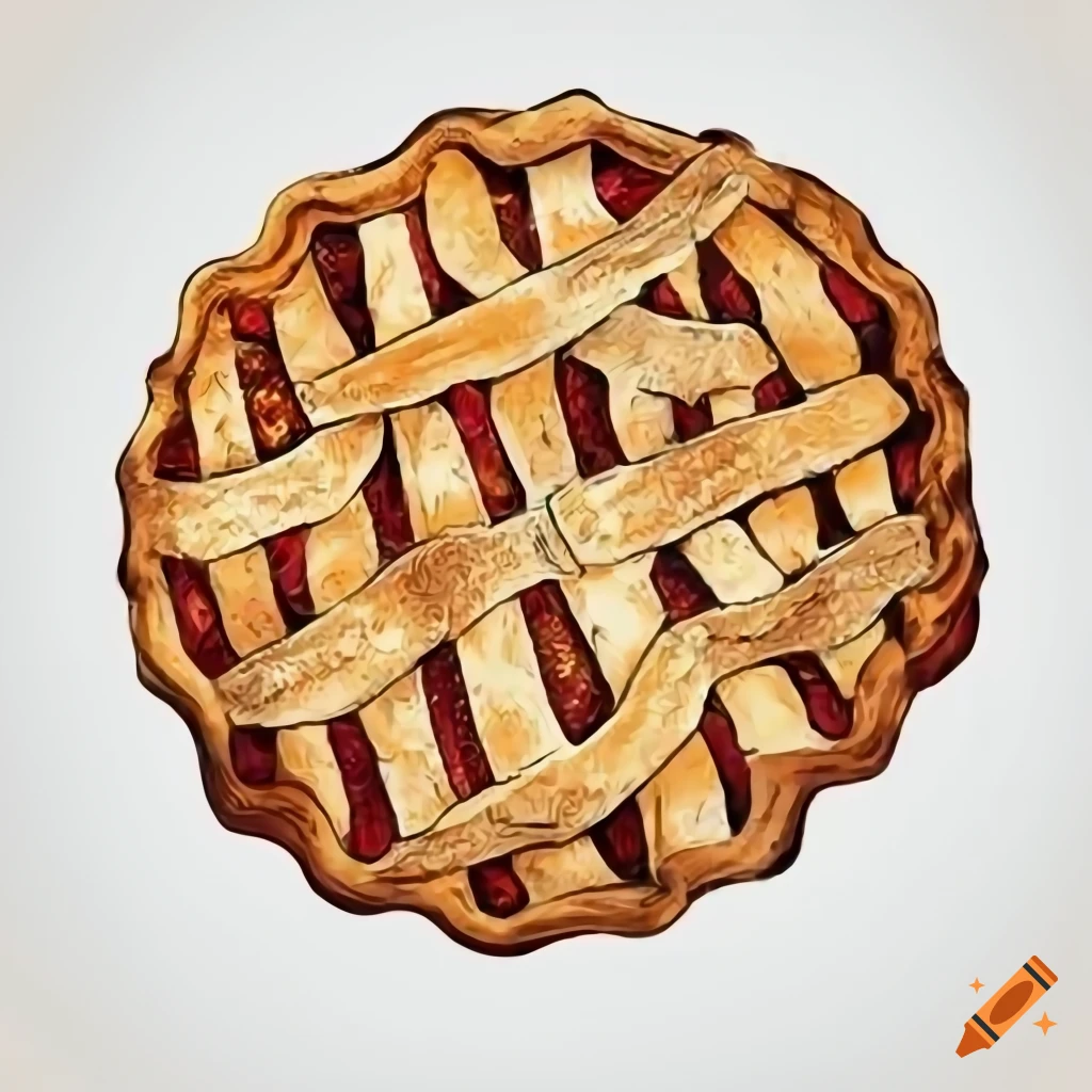 Illustration of delicious apple pie with floating apples on Craiyon