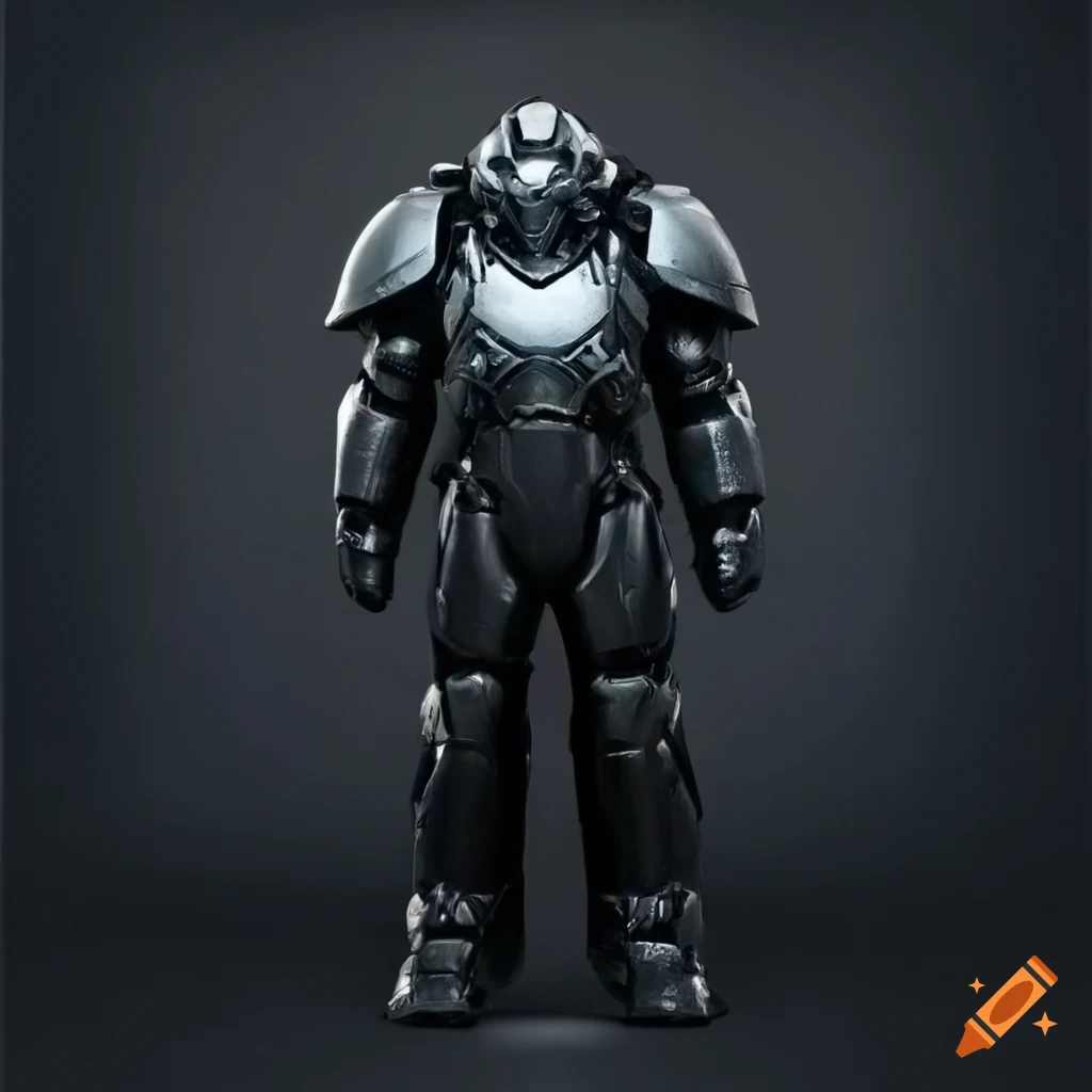 Full body power armor made of obsidian crystals with jet pack turbines ...