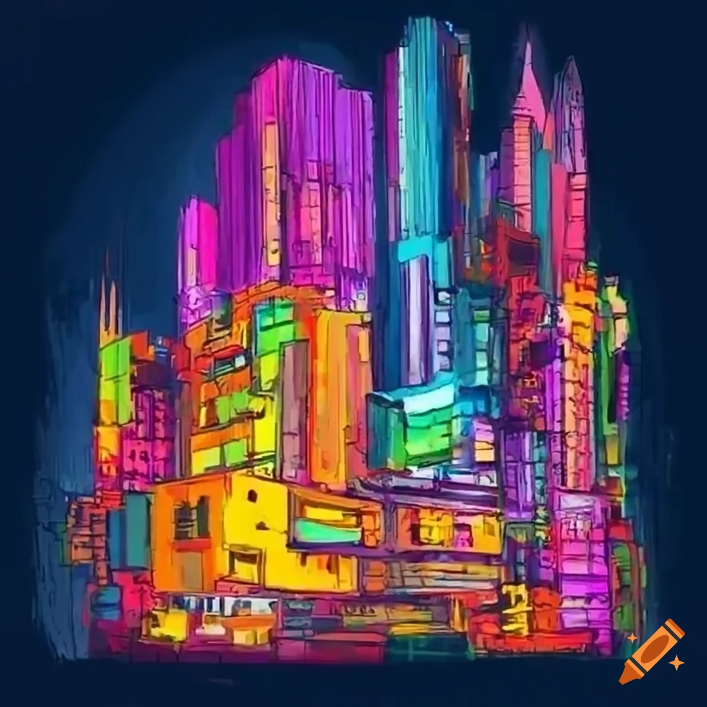 Cyberpunk building schematic on Craiyon