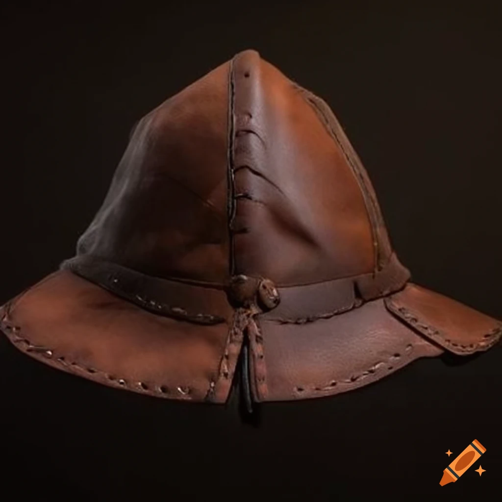 Fantasy medieval leather cap on Craiyon