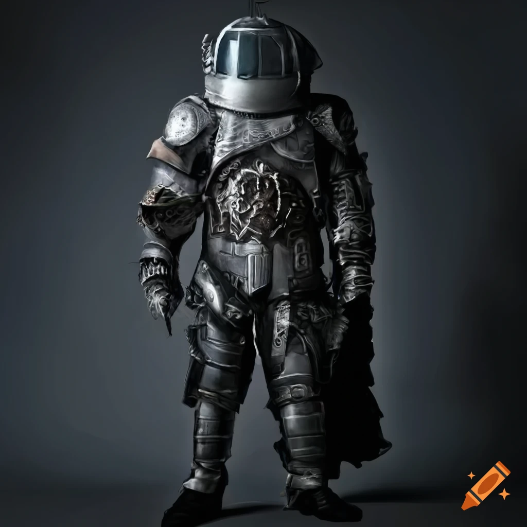 Gothic crusading astronaut space-knight in futuristic armor on Craiyon